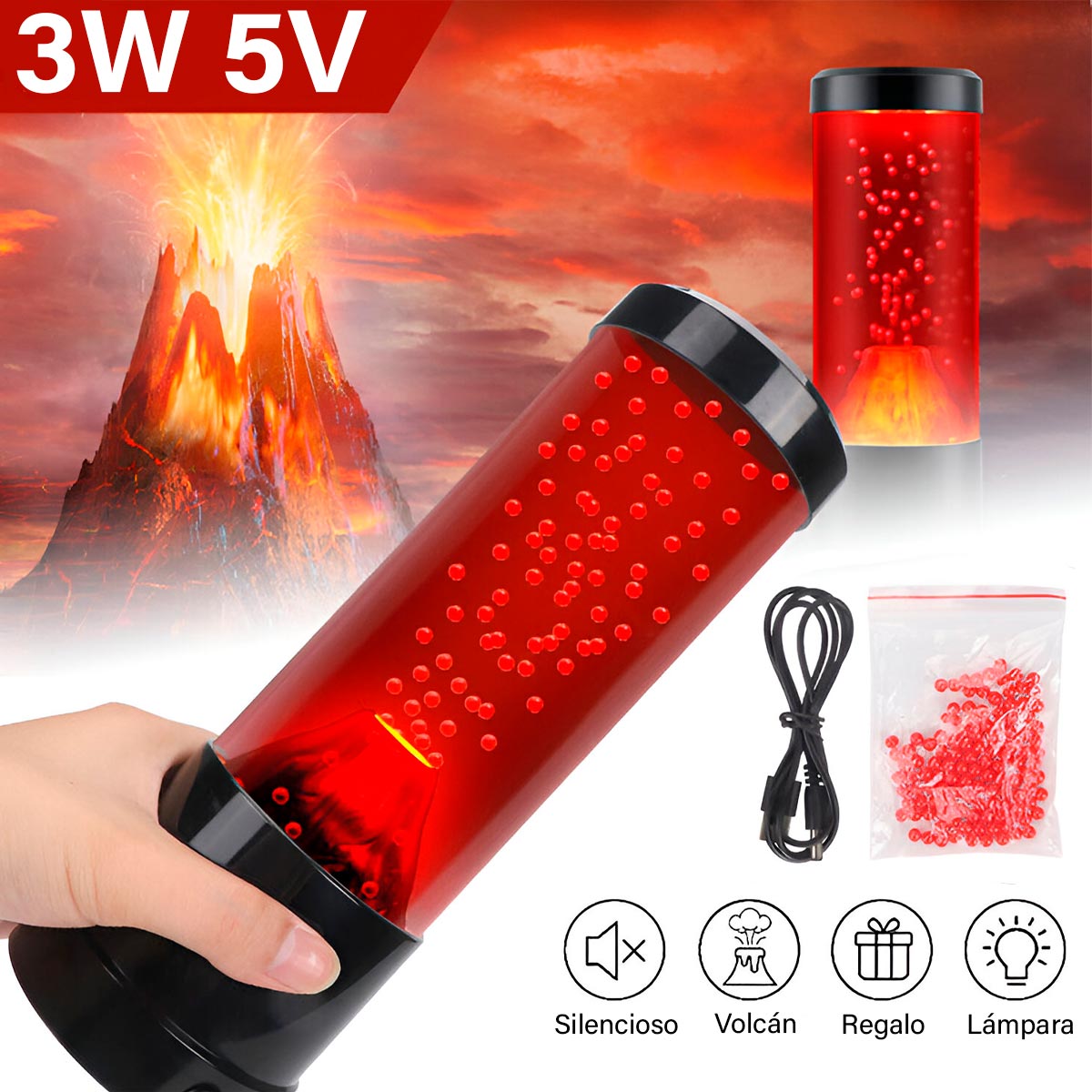 Lampara de Volcan LED Multicolor 7262-4 – Yaxa Colombia