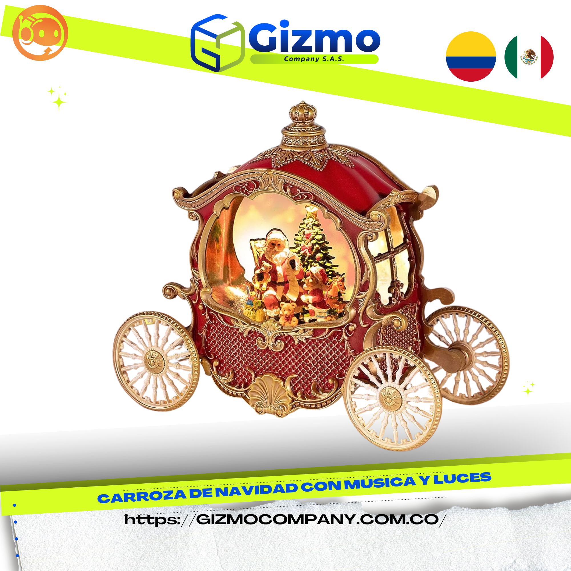 Carroza De Navidad Con Música Y Luces | Compra online en Yaxa Colombia